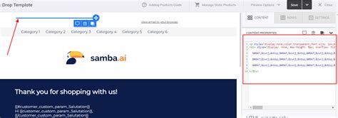 Základní rádce pro Drag Drop editor Samba ai