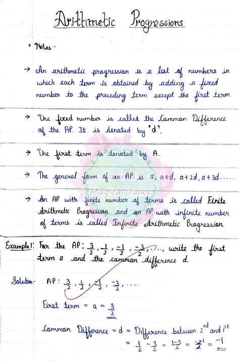 SOLUTION Examples And Notes Arithmetic Progression Studypool