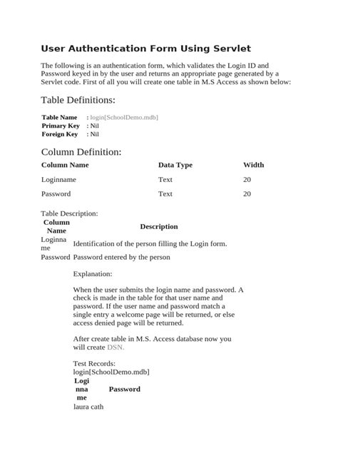 Servlet Based User Authentication Pdf Software Software Engineering