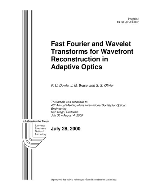 Pdf Fast Fourier And Wavelet Transforms For Wavefront Reconstruction