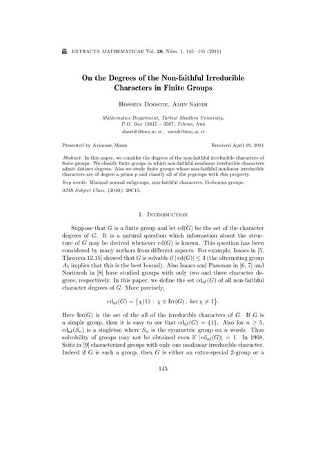 Pdf On The Degrees Of The Non Faithful Irreducible Characters In