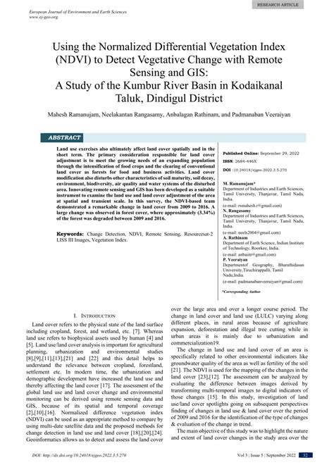 Pdf Using The Normalized Differential Vegetation Index Ndvi To