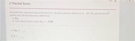 solved partial sums an arithmetic sequence has a first term