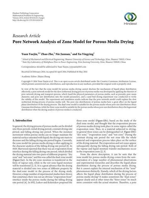 Pdf Pore Network Analysis Of Zone Model For Porous Media Drying