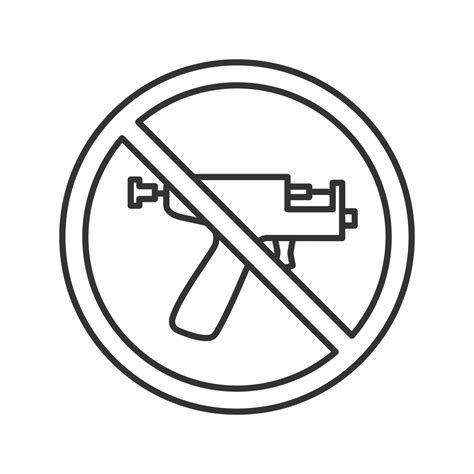 Signo Prohibido Con Icono Lineal De Pistola Perforadora Ilustración De