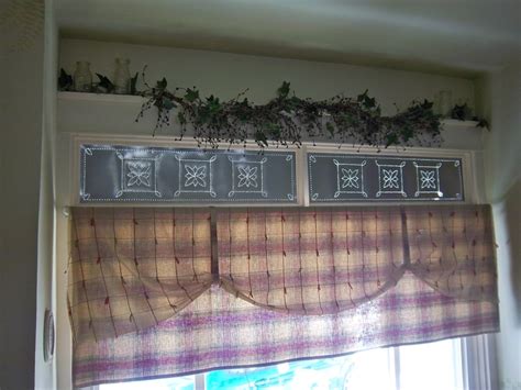 Punched Tin Window Insert And Curtains