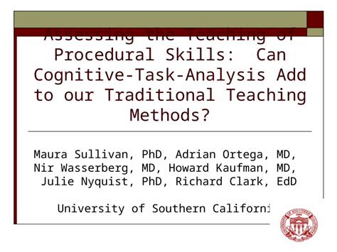 Ppt Assessing The Teaching Of Procedural Skills Can Cognitive Task Analysis Add To Our