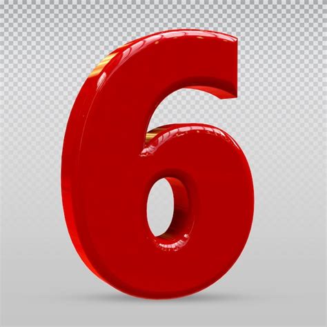 Número 6 Colección De Renderizado 3d Con Estilo De Color Rojo Archivo
