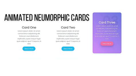 Animated Neumorphic Cards Tutorial Using Css And Html Full Css