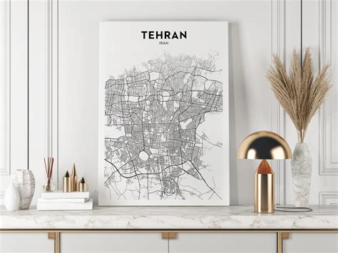 Tehran Street Map Poster Tehran Map Wall Art Iranian Cities Etsy