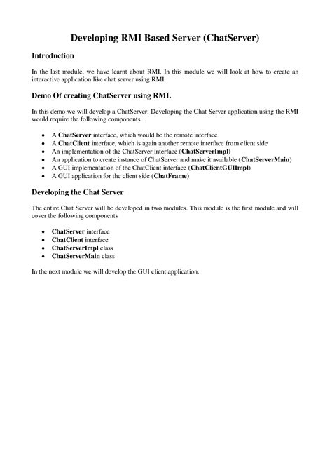 1506662108 developing rmiserver developing rmi based server