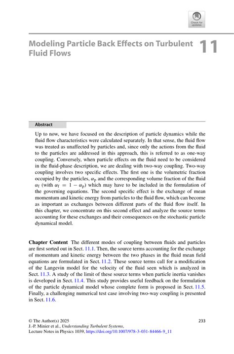 Pdf Modeling Particle Back Effects On Turbulent Fluid Flows