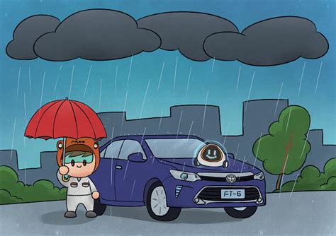 下雨天 动漫 Q版 汽车