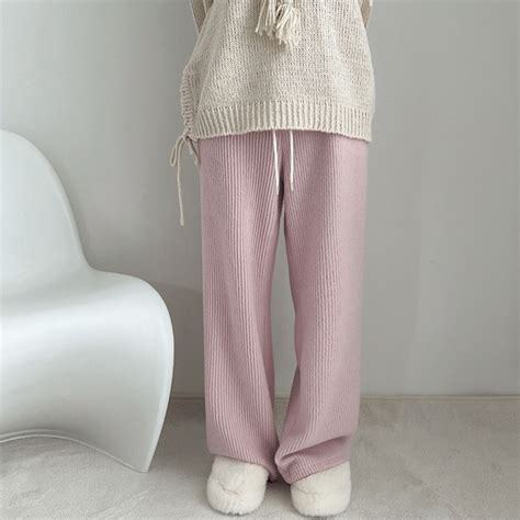 국내제작숏롱 따뜻 포근 골지 기모 와이드 팬츠 에이블리