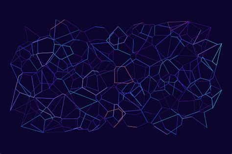 미래 지향적인 기하학적 네트워크 그림입니다 파란색과 분홍색 선의 복잡한 메쉬가 어두운 배경에 다각형 모양을 형성합니다 0명에 대한 스톡 벡터 아트 및 기타 이미지 Istock