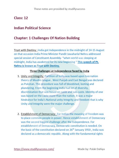 Class 12 Civics Ch 1 Notes Pdf Partition Of India Pakistan