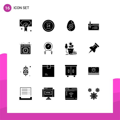 Set Of 16 Modern Ui Icons Symbols Signs For Payment Finance Egg Banking Account Editable Vector
