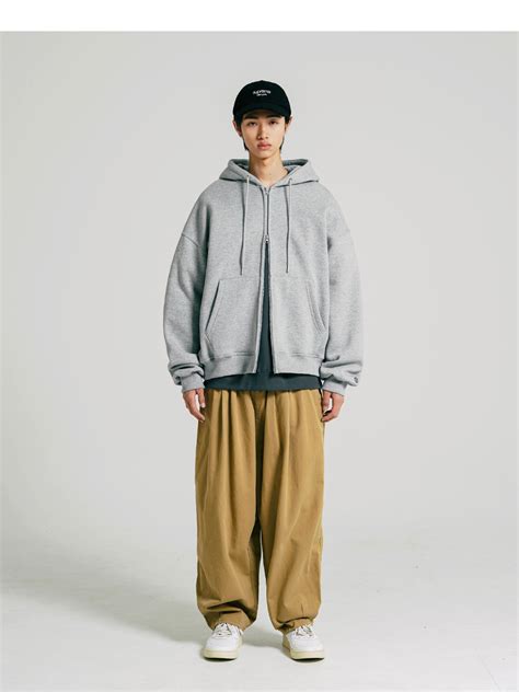 로그 오버핏 투웨이 기모 후드집업 6종 그레이 Yhhd2462jemut