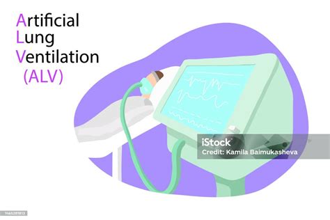 환자가이 장치를 사용하여 누워서 호흡하는 인공 폐 환기 장치 폐 질환 와 Avl이 연결된 사람의 벡터 그림 개념에 대한 스톡 벡터 아트 및 기타 이미지 Istock