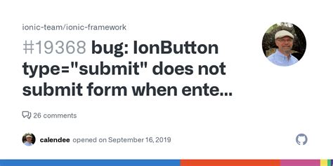 Bug Ionbutton Typesubmit Does Not Submit Form When Enter Pressed In Inputs · Issue 19368