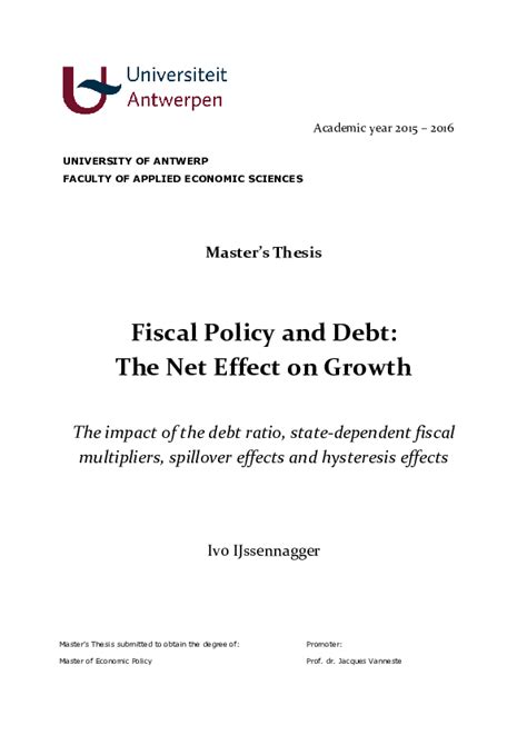 Pdf Fiscal Policy And Debt The Net Effect On Growth The Impact Of