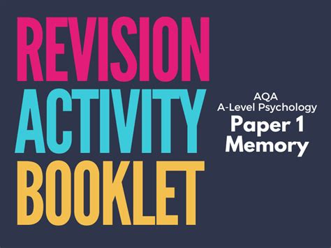 Memory Revision Activity Booklet Aqa Psychology Teaching Resources