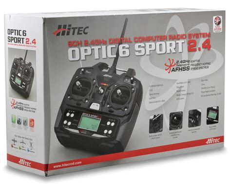 Hitec Optic 6 Sport 2 4GHZ Transmitter W Optima 6 Reciever No Servos HRC159240 AMain Hobbies