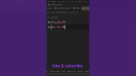 Sets In Python Shorts Shortsfeed Shortvideo Subscribe Youtube