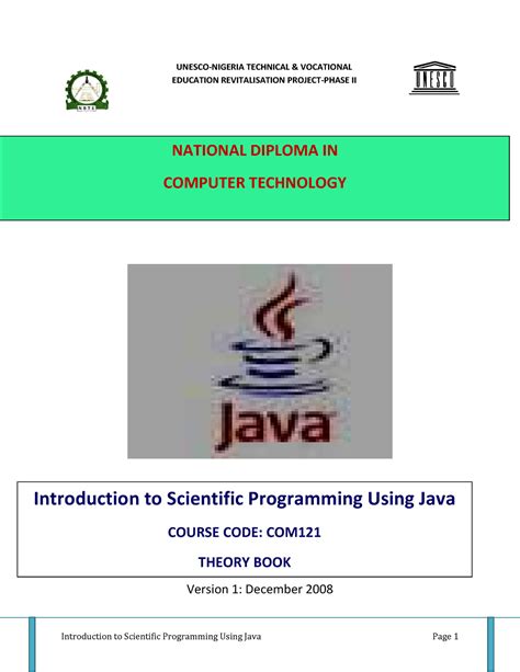 Com 121 Intro To Java Prgrming Theory Unesco Nigeria Technical