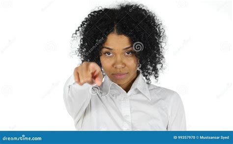 Afro American Woman Pointing Toward Camera Stock Photo Image Of Choosing Indoo