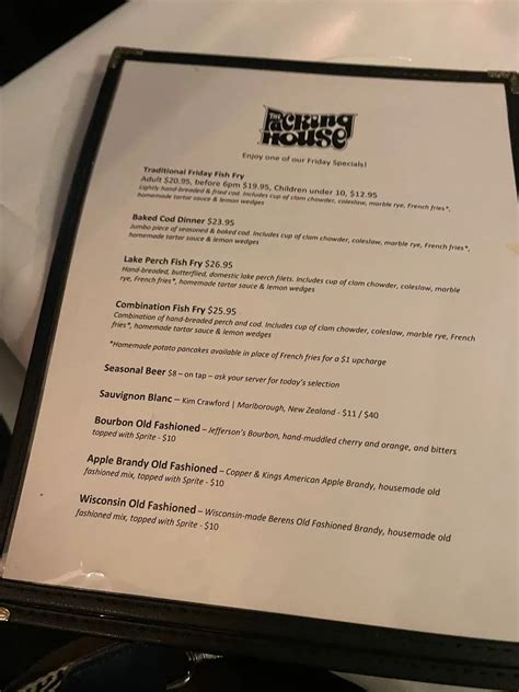 The Packing House Menu Updated October 2025
