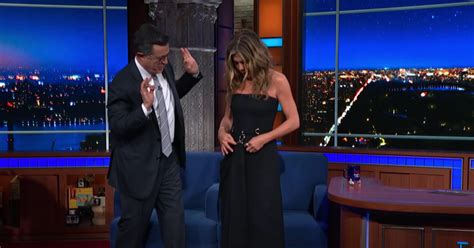 Stephen Colbert Went Off Script With Jennifer Aniston And Asked
