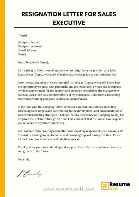 How To Write A Resignation Letter For A Sales Executive With Samples