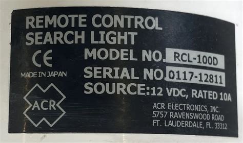 Acr Rcl 100d 12v Remote Control Search Light Point Pad Bench Tested