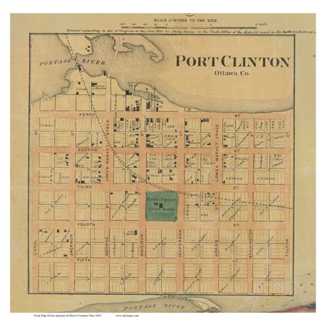 Port Clinton Portage Ohio 1863 Old Town Map Custom Print Ottawa Co