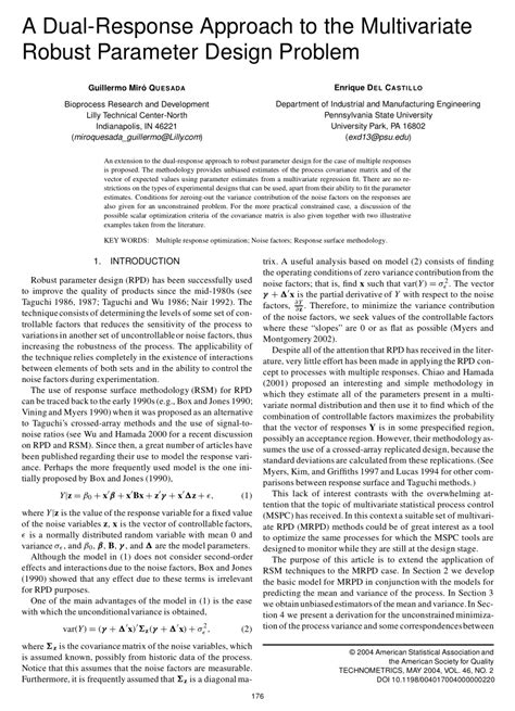Pdf A Dual Response Approach To The Multivariate Robust Parameter Design Problem