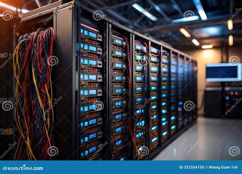 Computer Network Server Room Data Communications Technology Wiring Cables Stock Illustration