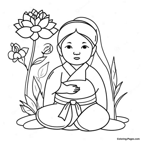 Mitsuri Kanroji With Flowers Coloring Page Coloring Pages Com