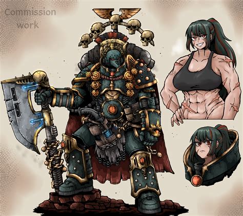 Adeptus Astartes And Chaos Space Marine Warhammer 40k Drawn By