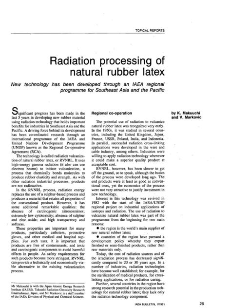 Radiation Vulcanization Of Natural Rubber Rvnrl Pdf Natural