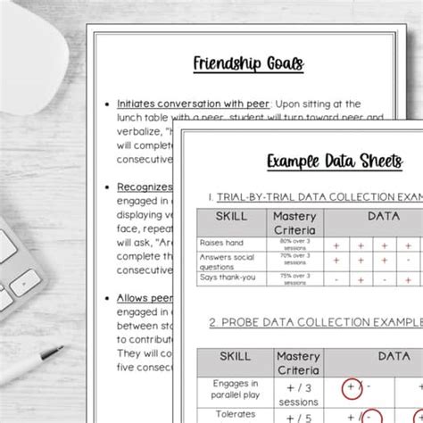 Free Social Skills Iep Goal Bank And Data Sheet Autism Aba Special