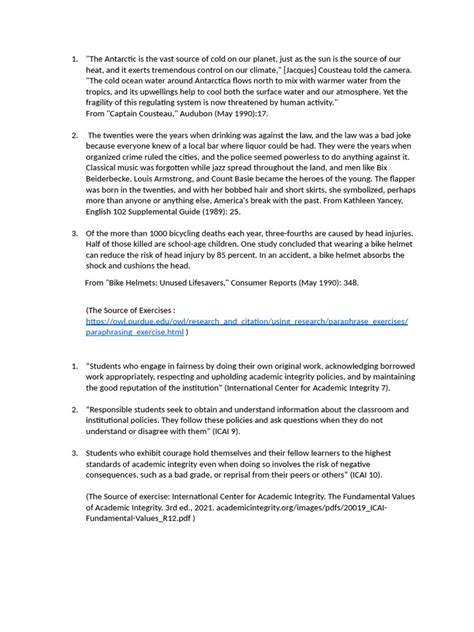 Paraphrasing Assignment Pdf