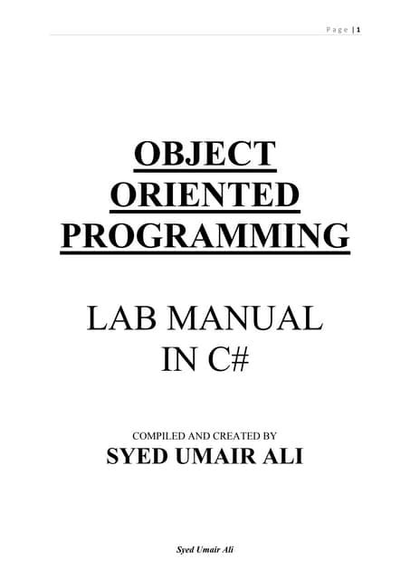 Object Oriented Programming With C Pdf