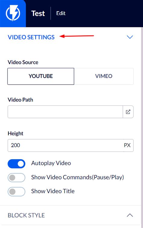 Video Element On The Popup Editor Weblayr Editor Flashyapp