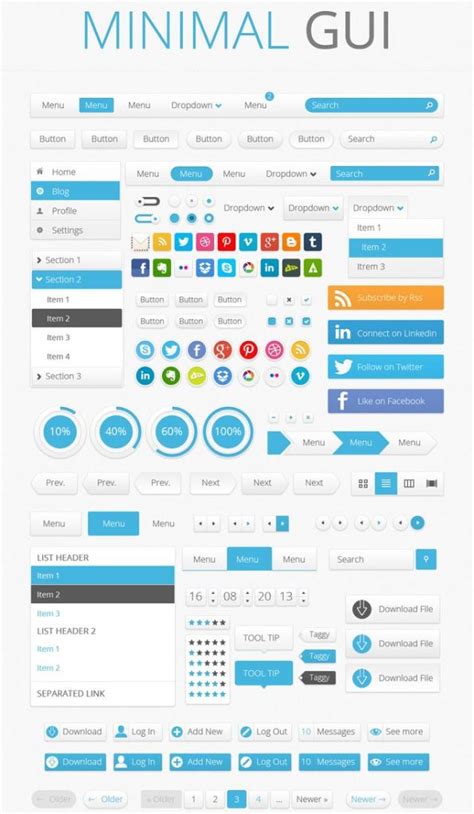 Minimal GUI más de gráficos gratuitos para interfaz de usuario