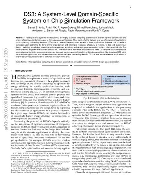 pdf ds3 a system level domain specific system on chip simulation