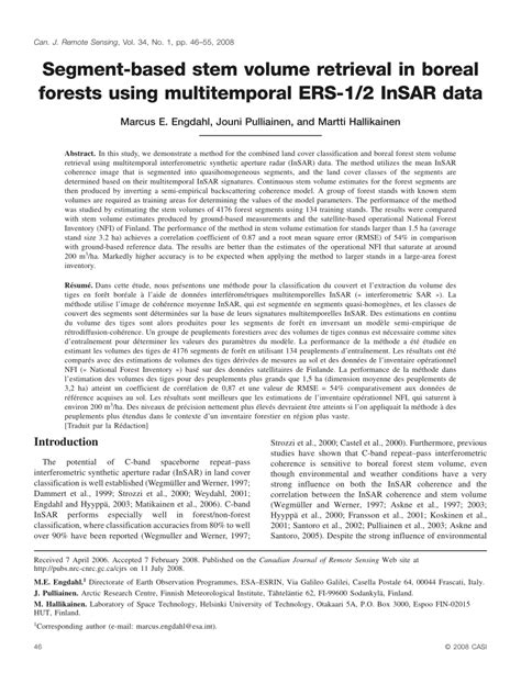 Pdf Segment Based Stem Volume Retrieval In Boreal Forests Using Multitemporal Ers 12 Insar Data
