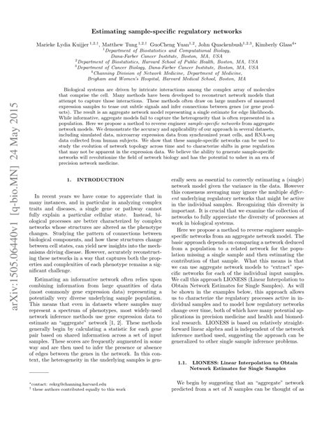 pdf estimating sample specific regulatory networks