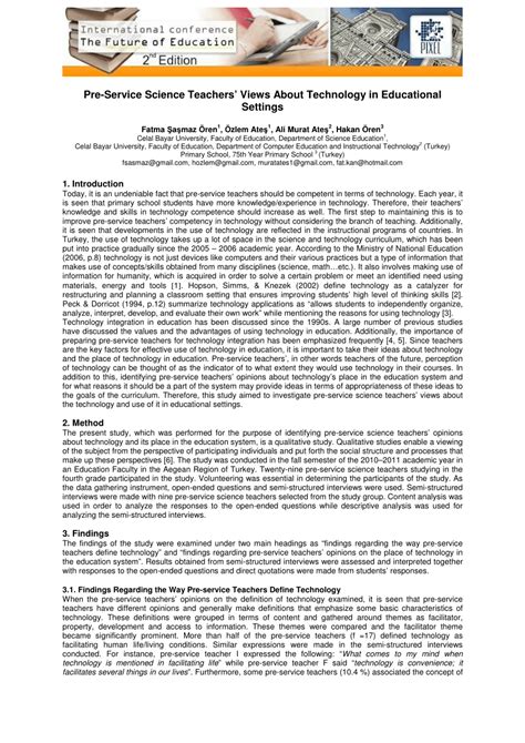 Pdf Pre Service Science Teachers Views About Technology In Educational Settings