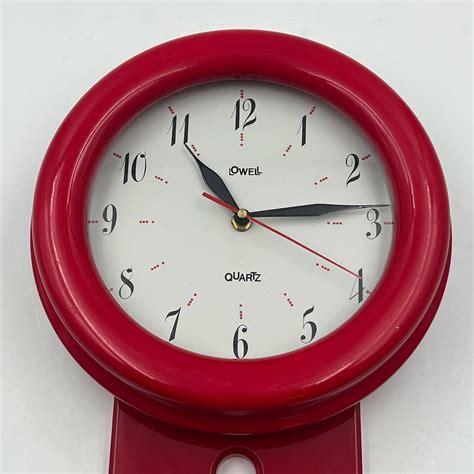 Natavintage Stunning Pendulum 80s Wall Clock By Lowell In Lacquered